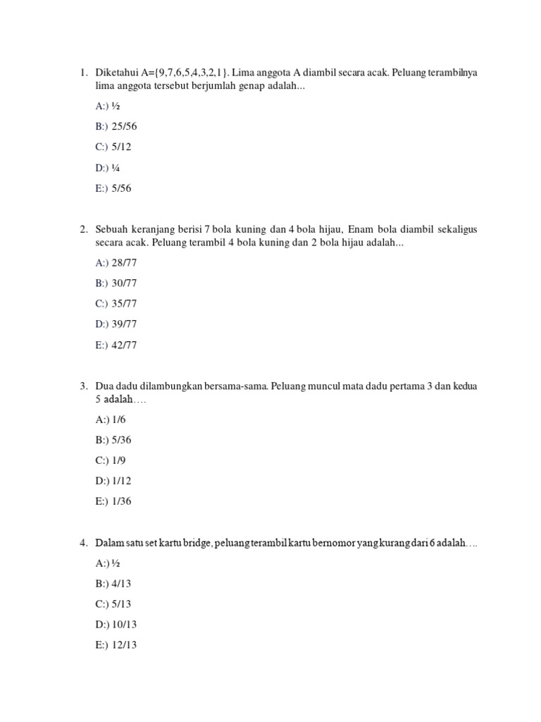 Soal Kuis Matematika | PDF