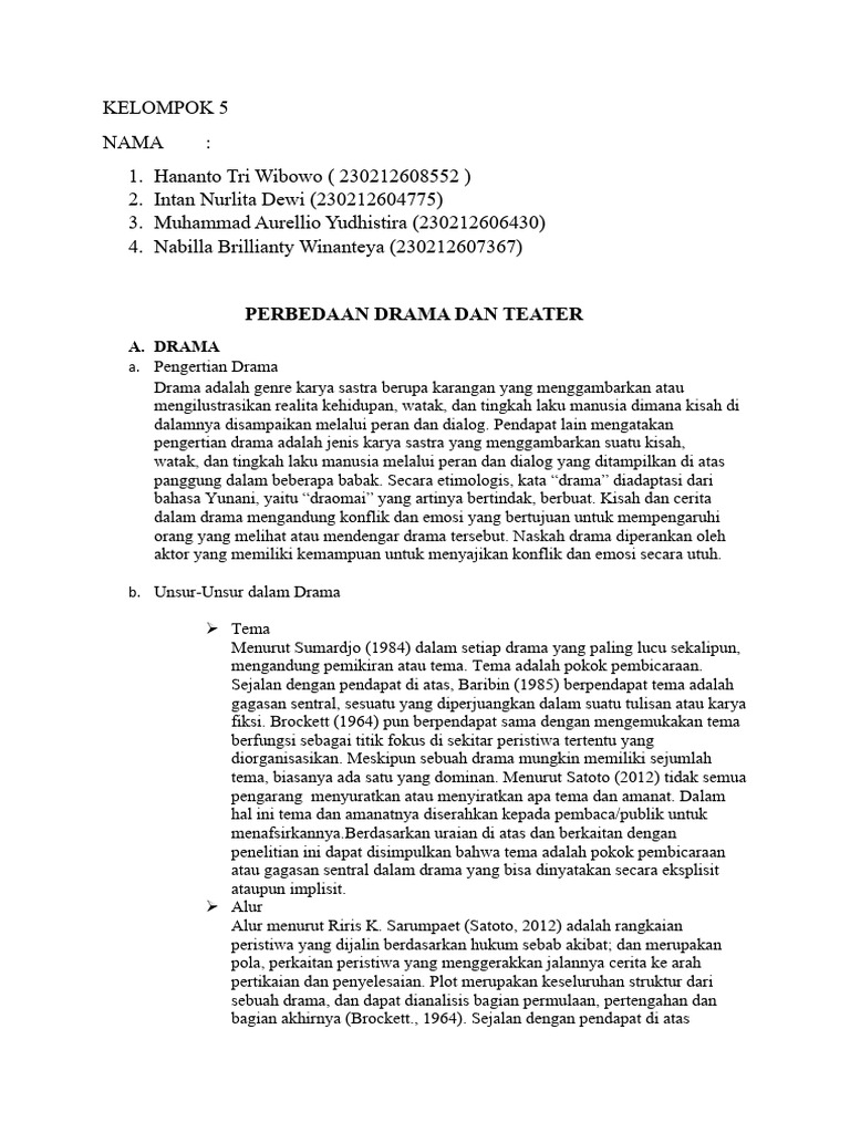 KELOMPOK 5 - Unsur-Unsur Drama Dan Teater | PDF | Seni | Fiksi Umum