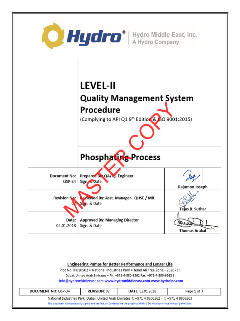 34 Phosphating Process Procedure | PDF | Chemical Compounds | Chemistry