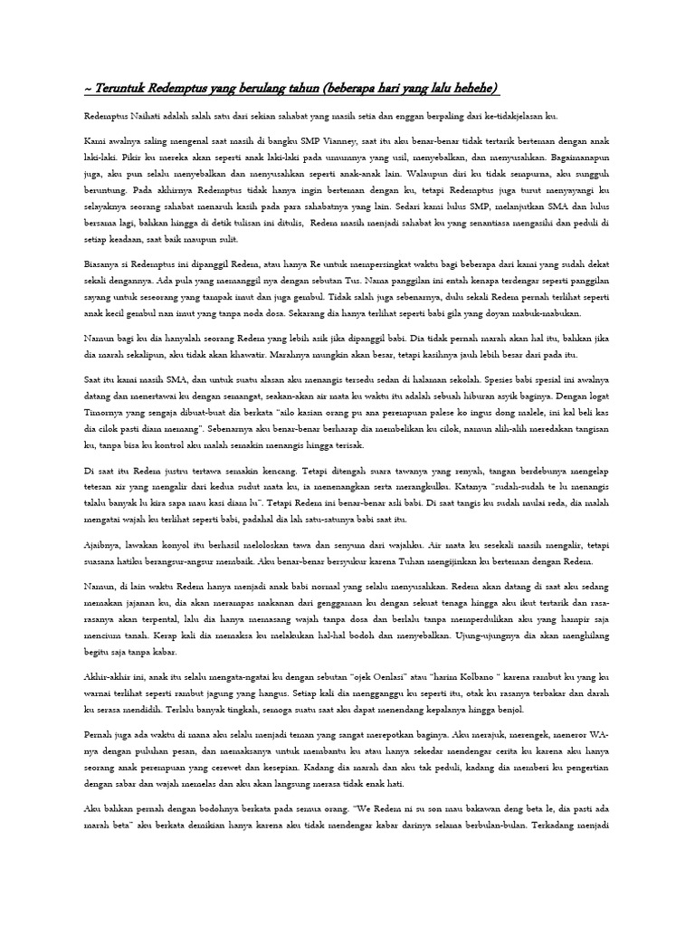 HBD Redem | PDF | Puisi | Fiksi Umum