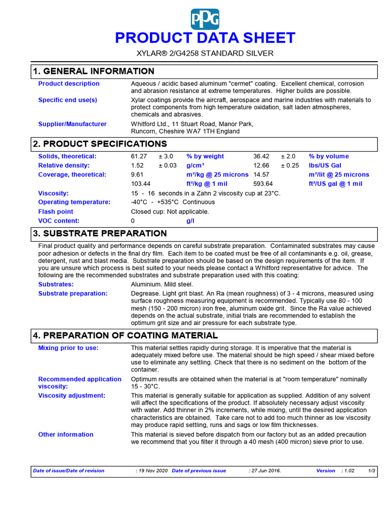 G4258 Silver - Pds-En | PDF | Viscosity | Coating