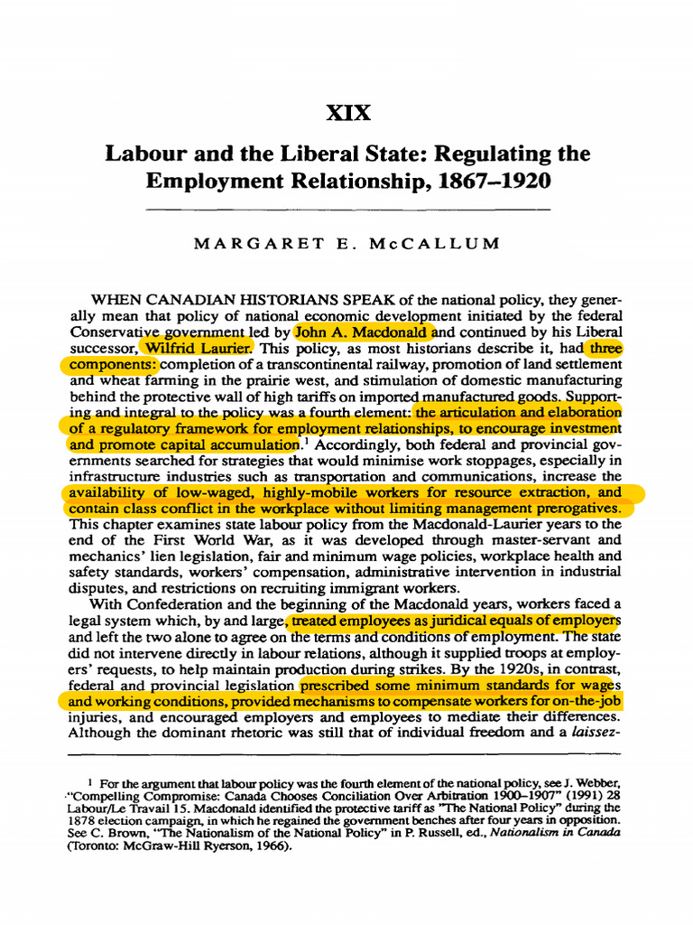 Labour and The Liberal State Regulating The Employment Relationship ...