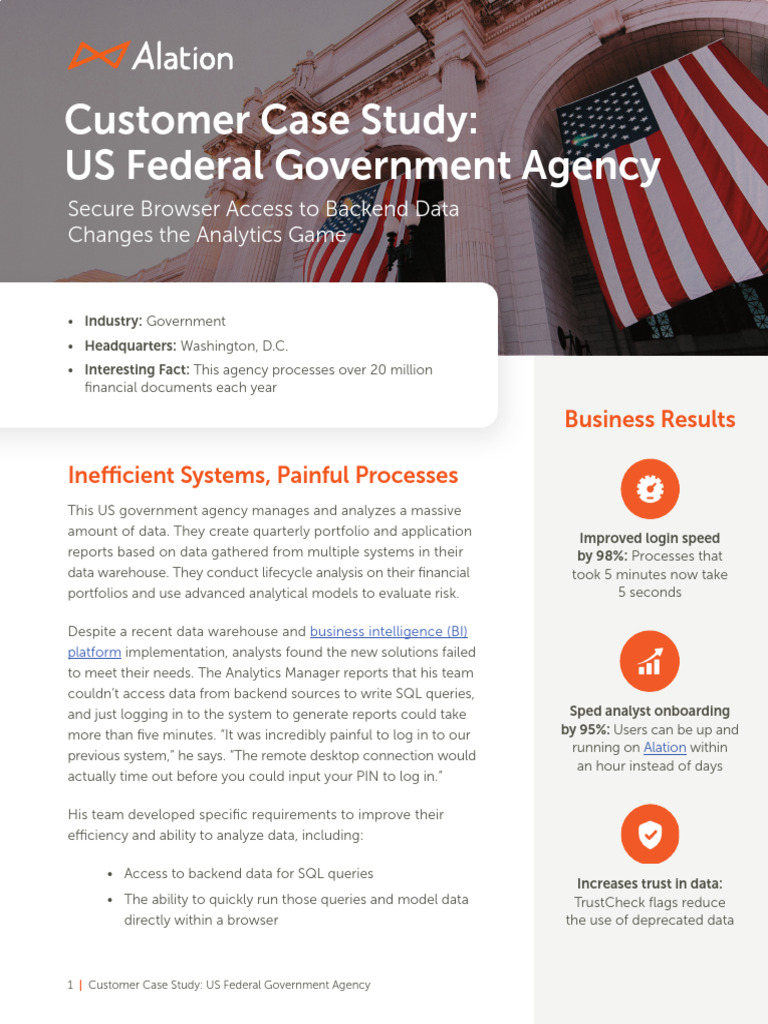 Us Federal Government Agency Alation Customer Case Study | PDF | Data ...