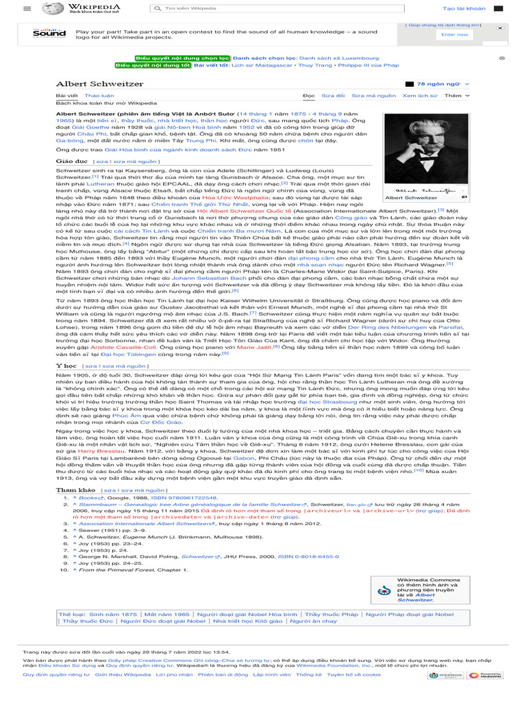 Albert Schweitzer - Wikipedia Tiếng Việt | PDF