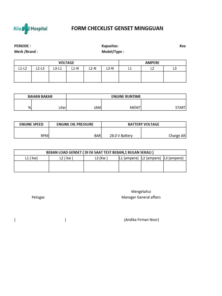 Form PPM Genset | PDF