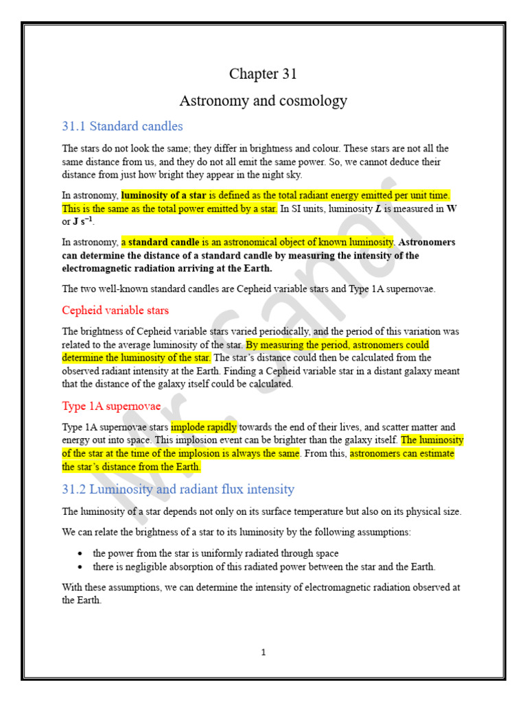 31 Astronomy and Cosmology | PDF | Stars | Redshift