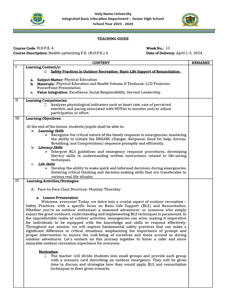 Bongay TG Pe4 W12 | PDF | Cardiopulmonary Resuscitation | Clinical Medicine