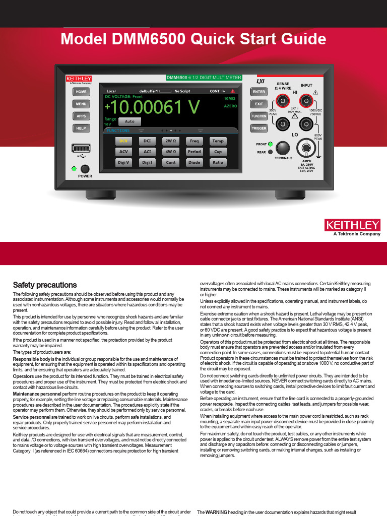 DMM6500-903-01B Quick Start Guide | PDF | Science & Mathematics