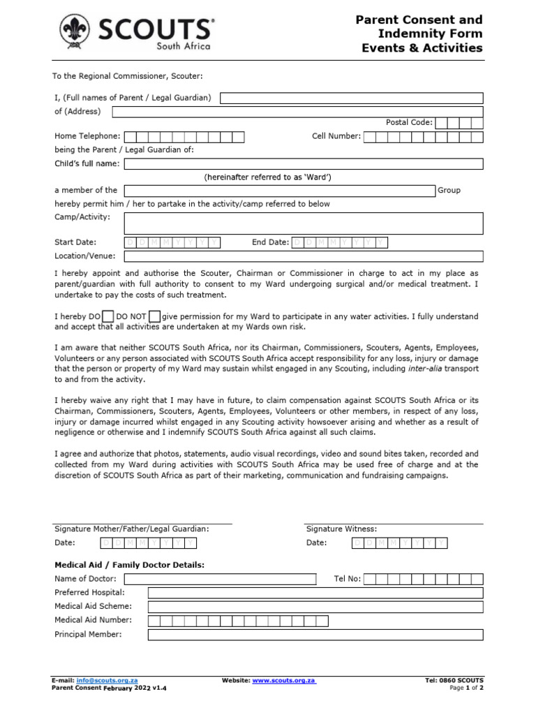 Cubs Indemnity Form | PDF | Indemnity | Justice