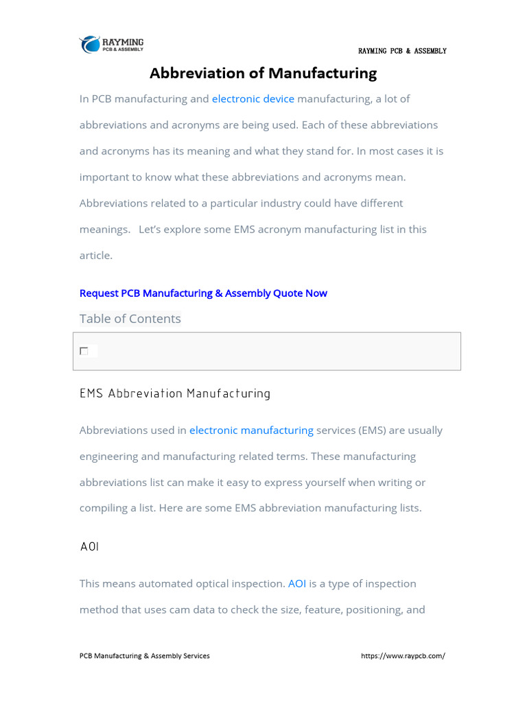 PCB Manufacturing Acronyms Explained | PDF | Printed Circuit Board ...