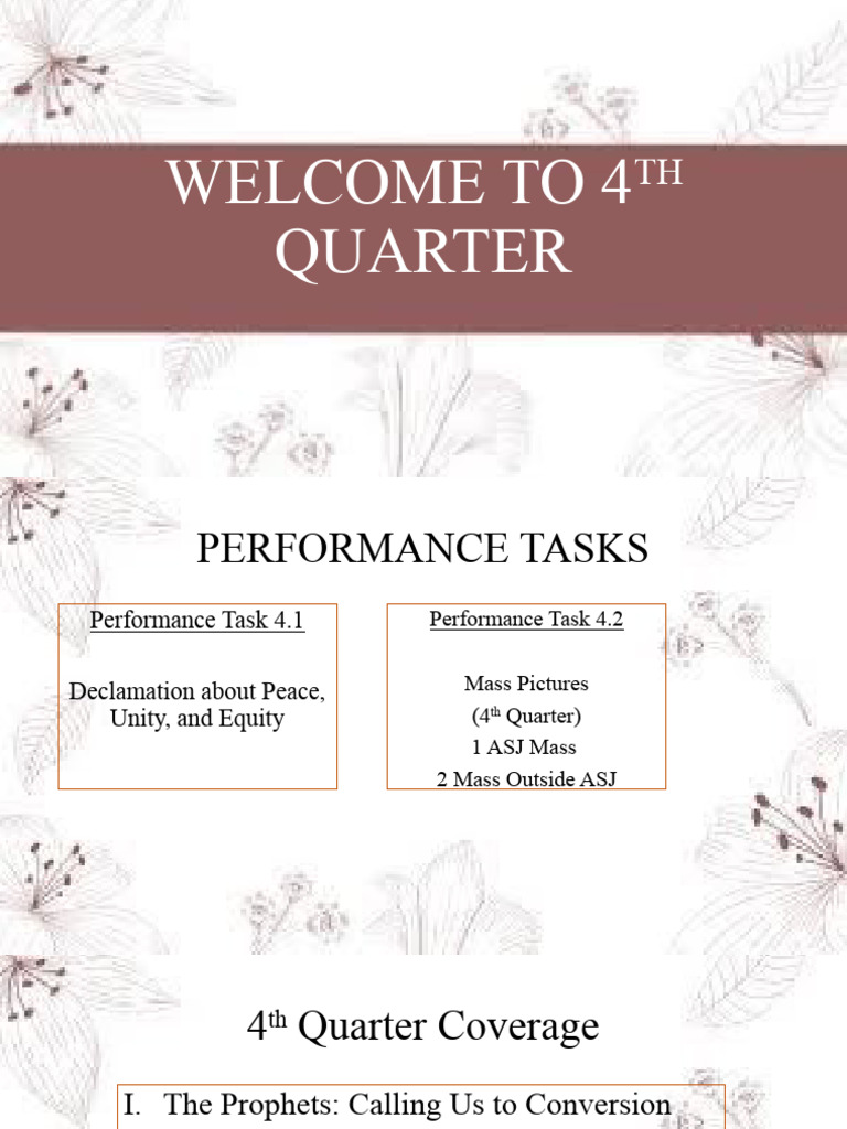 4th Quarter Performance Tasks Overview | PDF | Jeremiah | Book Of Isaiah