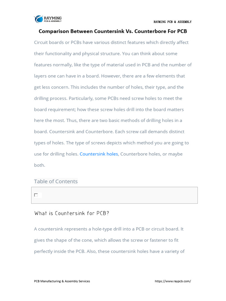 Comparison Between Countersink vs. Counterbore For PCB | PDF | Printed ...