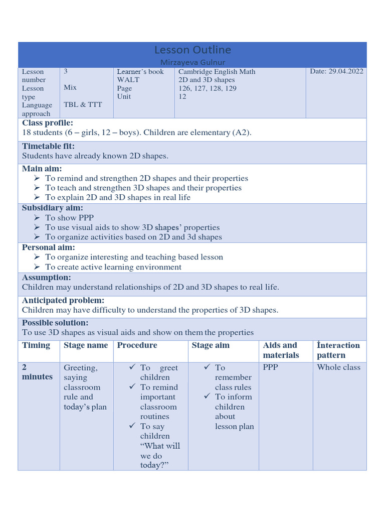 Mathematics (Lesson Plan3) | PDF | Behaviorism | Change