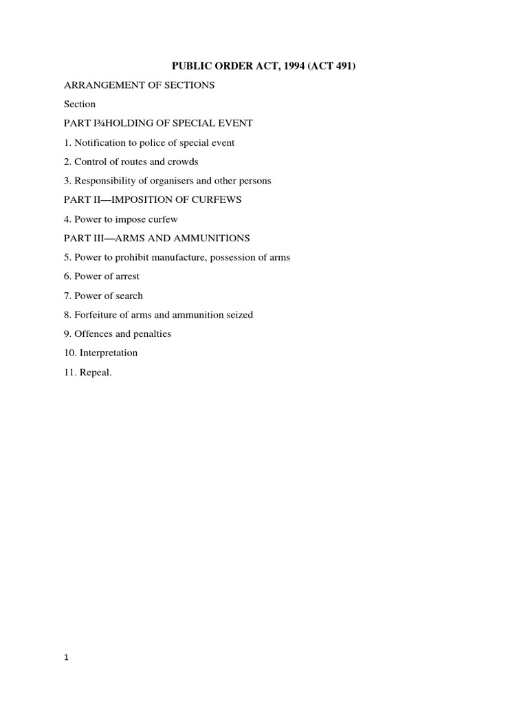 Ghana's Public Order Act Overview | PDF | Firearms | Gun