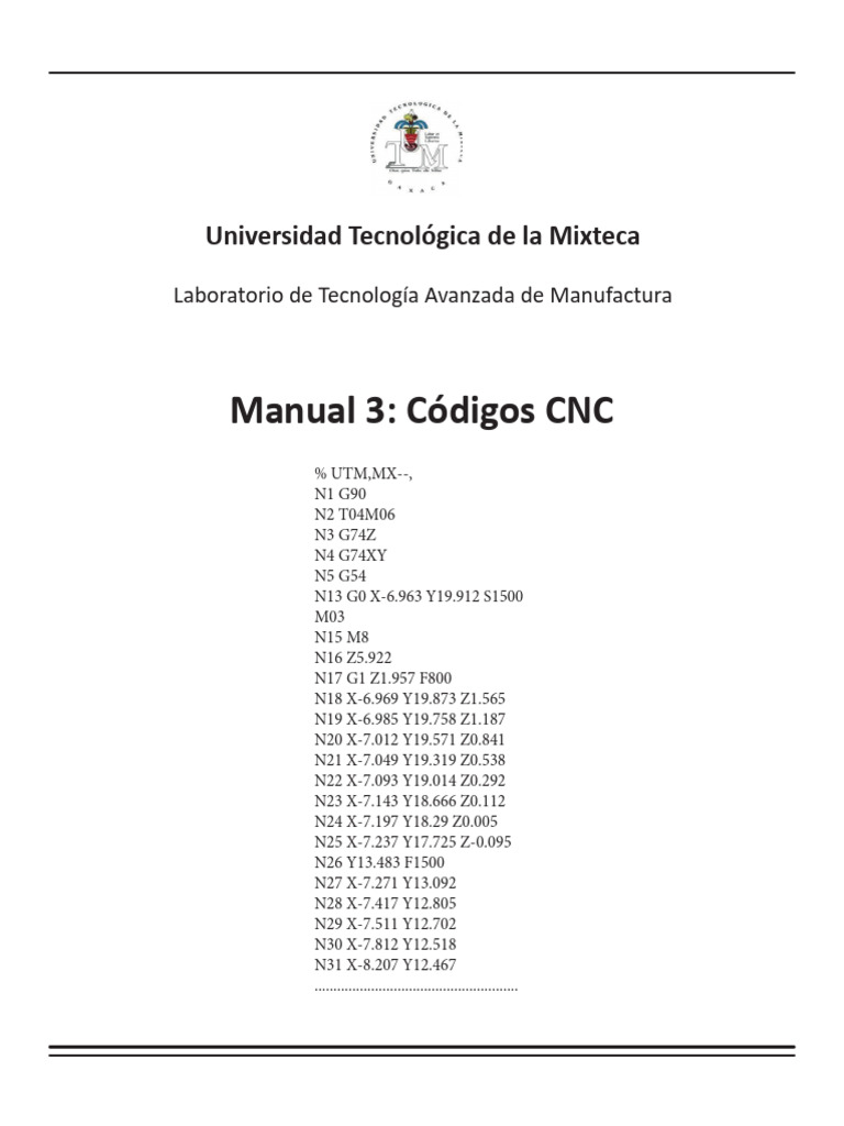 MANUAL 3 - Codigos CNC | PDF | Control numerico | Programa de computadora