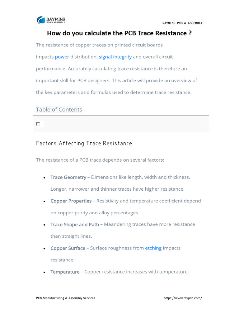 How Do You Calculate The PCB Trace Resistance | PDF | Printed Circuit ...