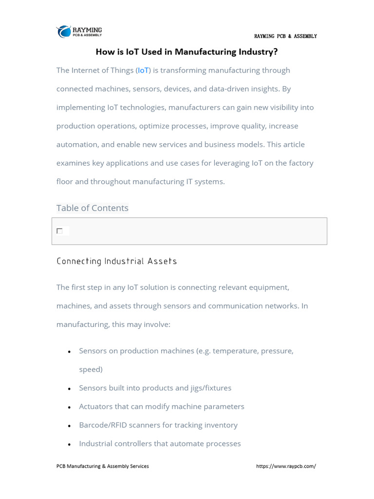 How Is Iot Used In Manufacturing Industry Download Free Pdf