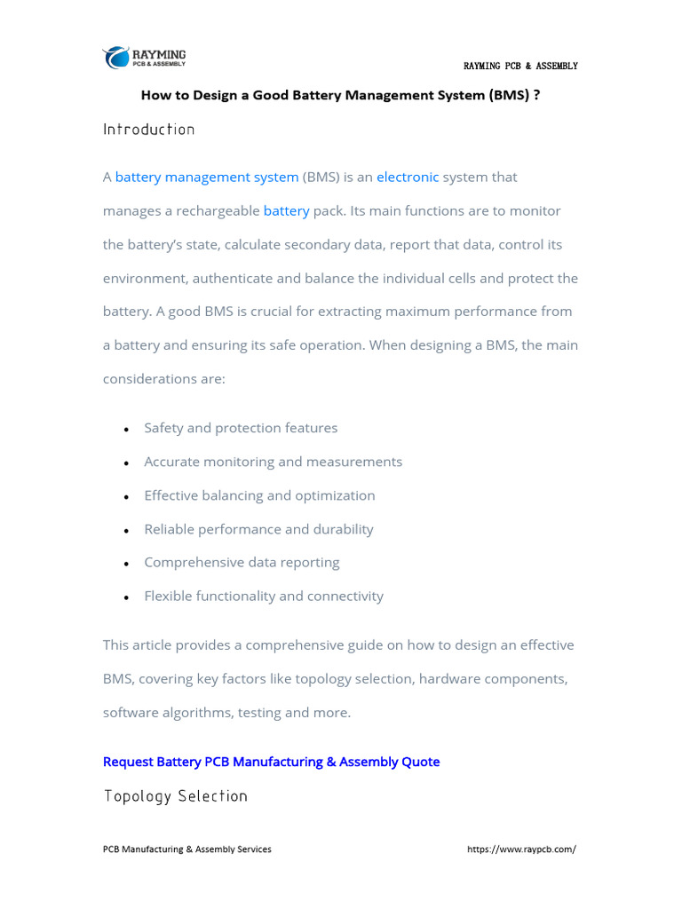 How To Design A Good Battery Management System (BMS) | PDF | Printed ...
