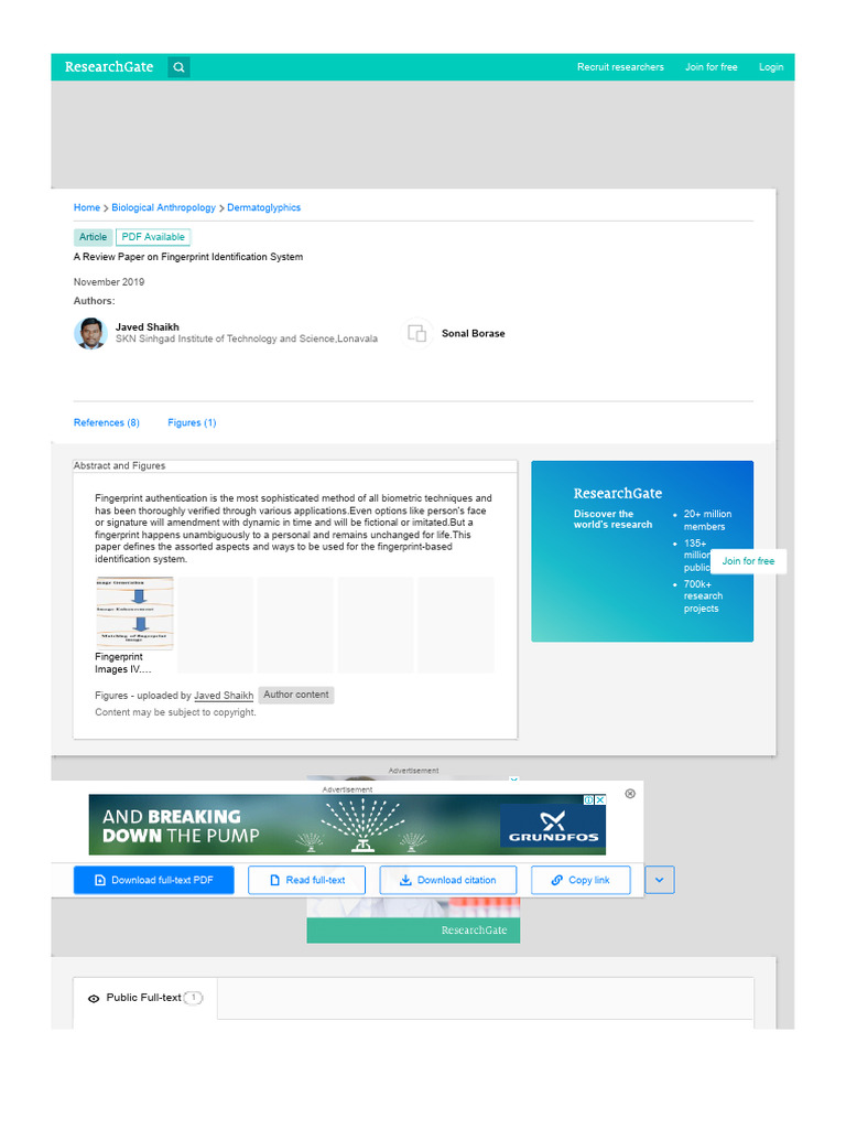 (PDF) A Review Paper On Fingerprint Identification System | PDF ...