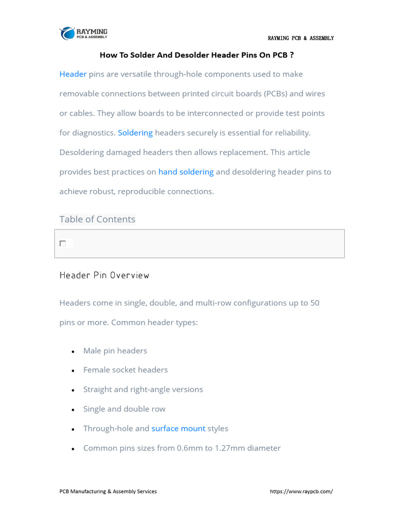 How To Solder and Desolder Header Pins On PCB | PDF | Soldering ...
