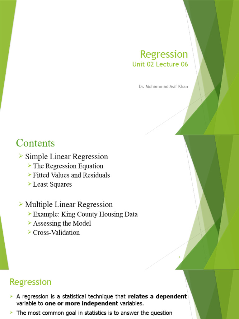 U02Lecture06 Regression | PDF | Regression Analysis | Linear Regression U02Lecture06 Regression | PDF | Regression Analysis | Linear Regression