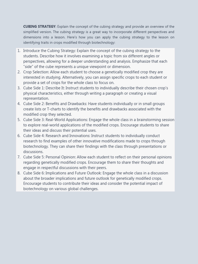 Cubing Strategy and Other Strat. | PDF | Biotechnology | Genetically ...