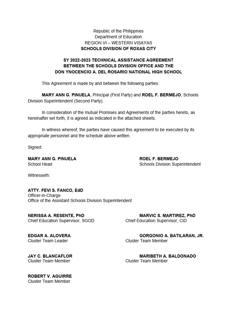 Technical Assistance Agreement 2022-2023 | PDF