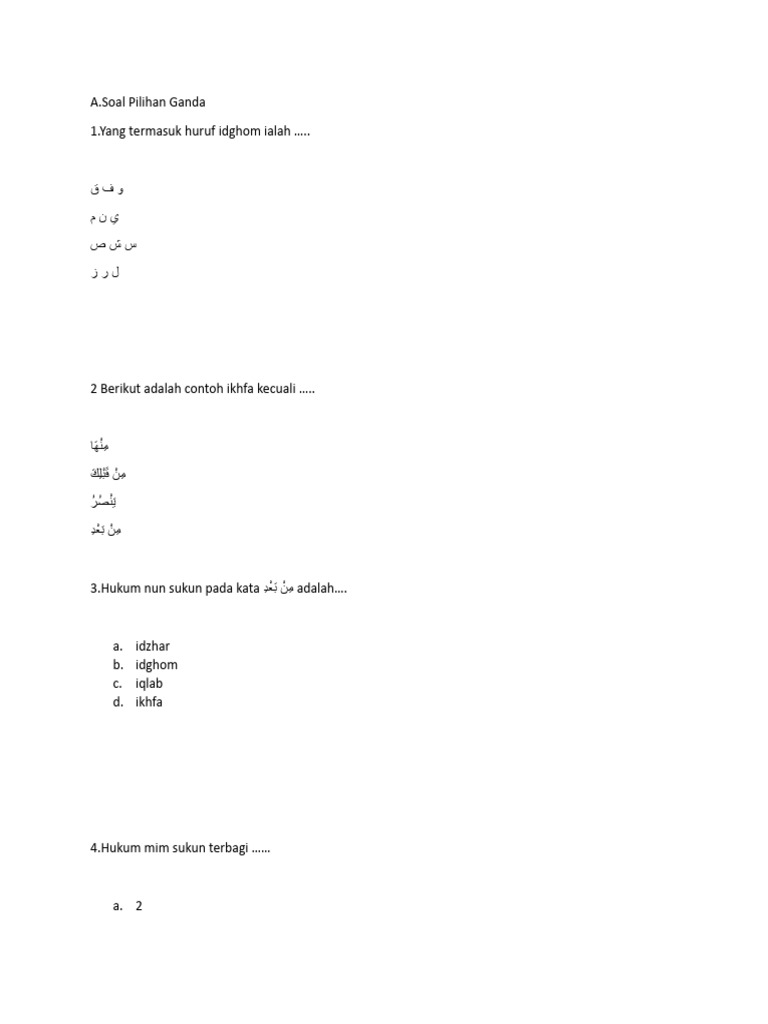 Soal Pts Tajwid SM 2 2024 Kls 8.ok | PDF