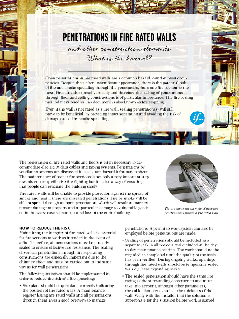 Penetration in Fire Rated Walls Hazard Infosheet | Download Free PDF ...