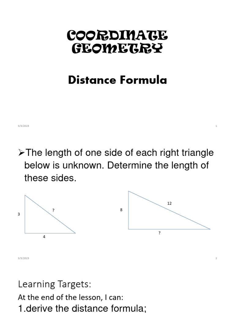 Lesson 17 Distanceformula | PDF | Distance | Geometry