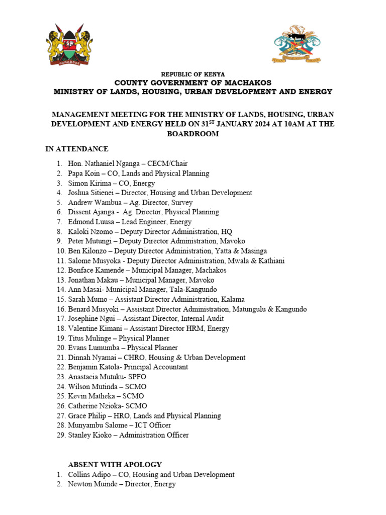 Minutes of The Second Management Meeting of Lands | PDF | Business