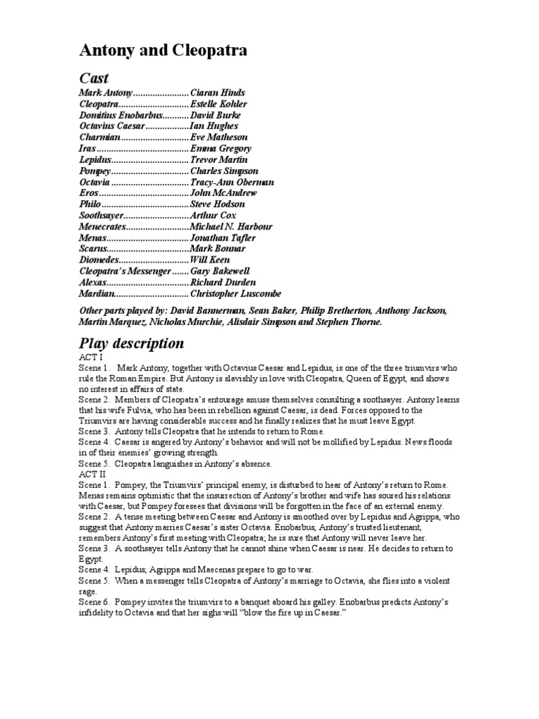 CAS03 Xx-42 Shakespeare - Antony and Cleopatra | PDF | Mark Antony ...