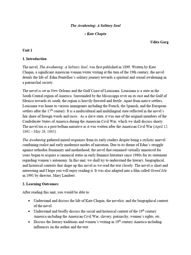 The Awakening Unit 1 | Download Free PDF | The Awakening (Chopin Novel)