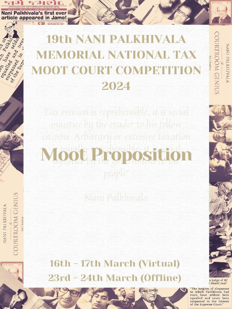 MOOT PROPOSITION - 19th NANI PALKHIVALA MEMORIAL NATIONAL TAX MOOT ...