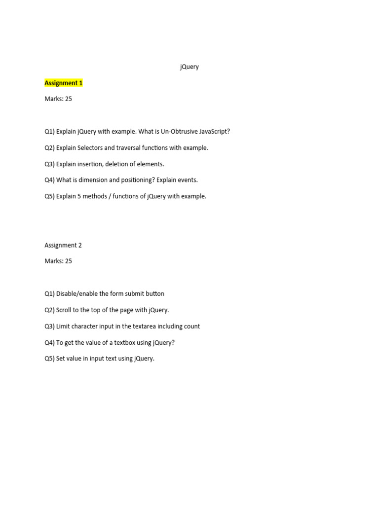 JQuery Assignment | PDF