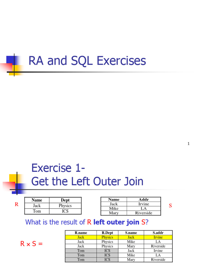 Tutorial 11 Part1 More On RA SQL | Download Free PDF | Relational Model | Data Model