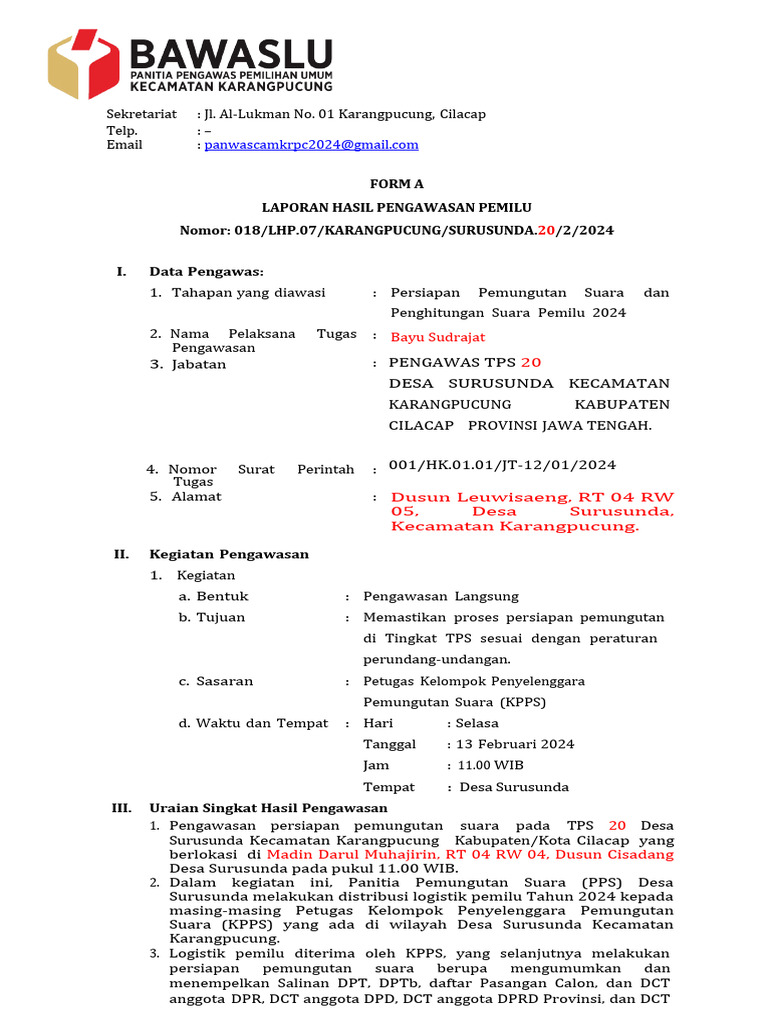 FORM A PTPS TANGGAL 13 Dan 14 Feb 2024 | PDF