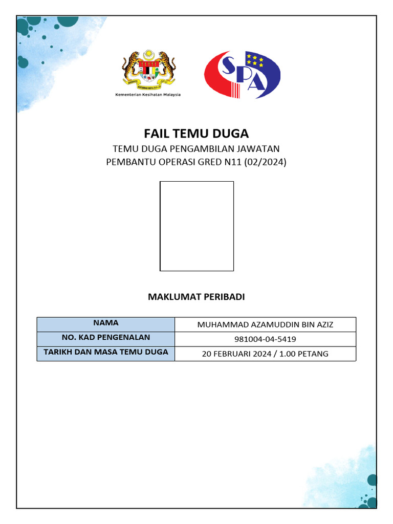 Cover Untuk Temu Duga Contoh | PDF