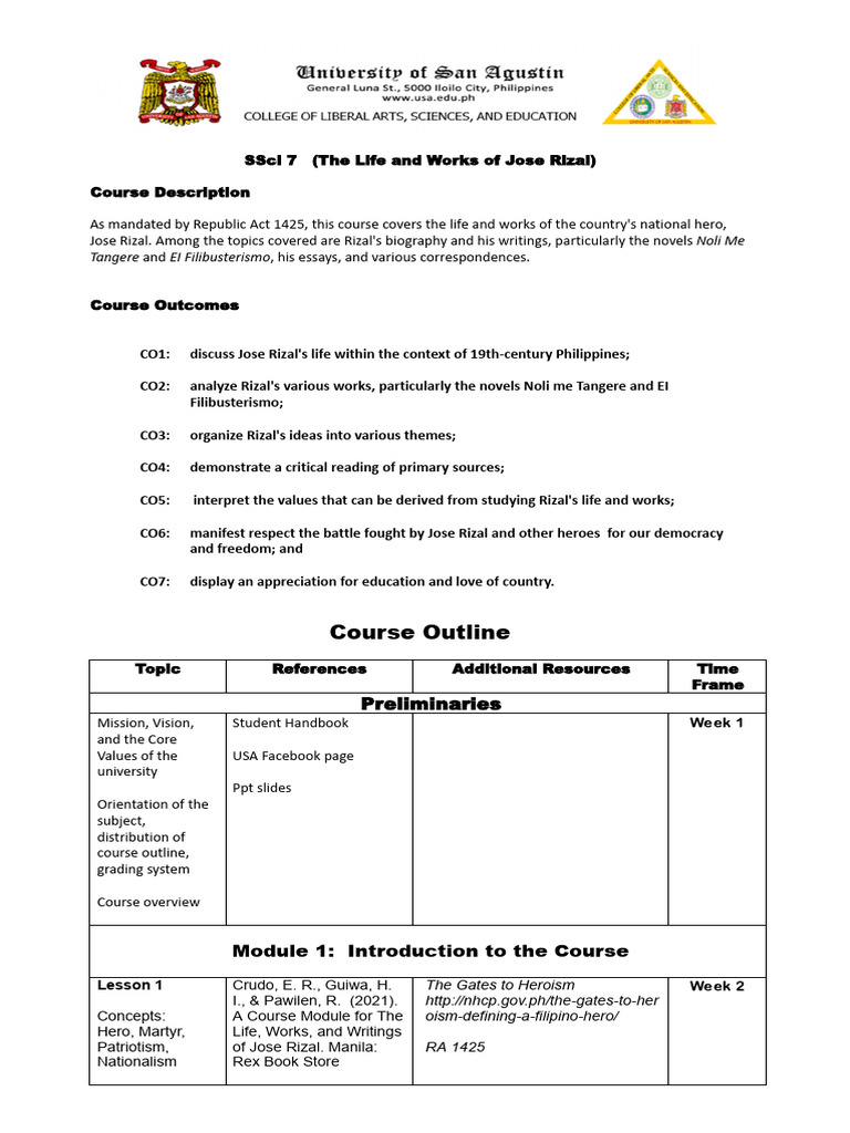 Course Outline SSci 7 | PDF | Manila | Philippines
