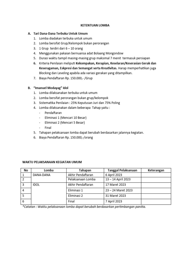 Ketentuan Lomba | PDF