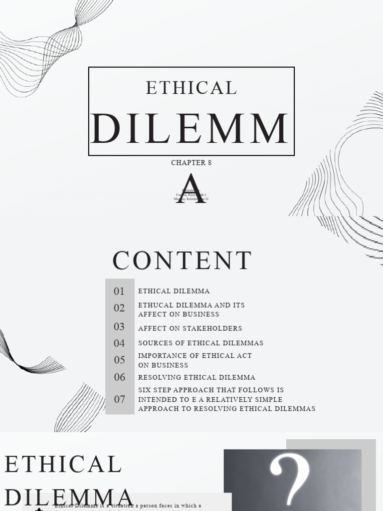 Ethical Dilemma Chapter 8 | PDF