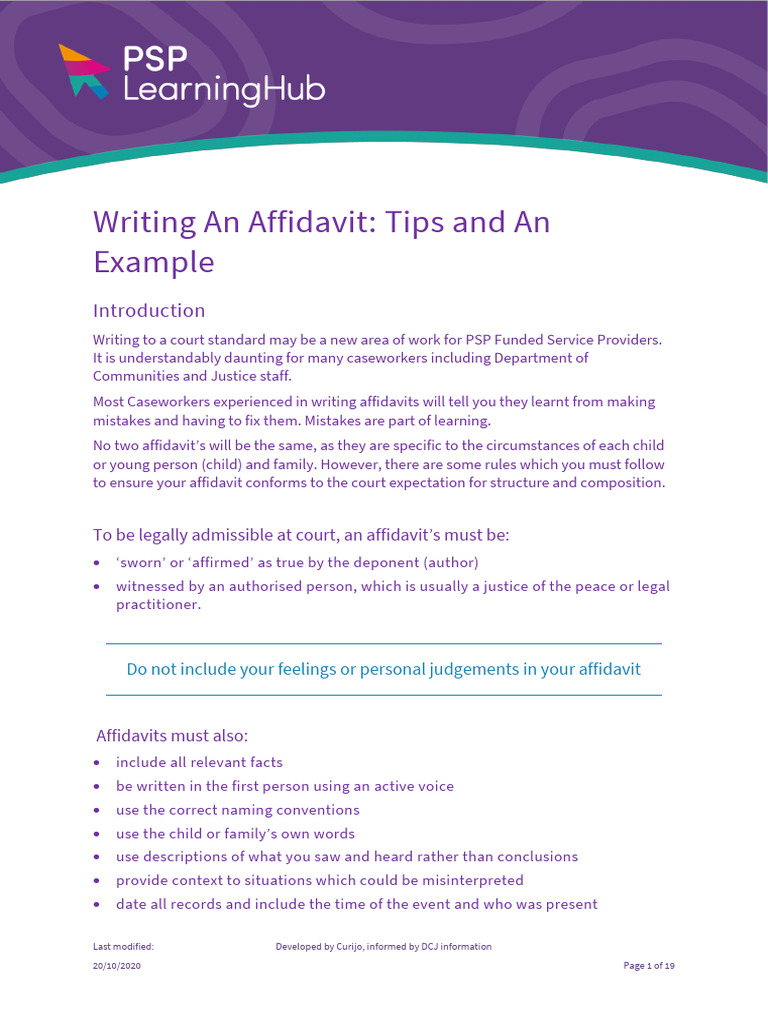 Writing Effective Affidavits Guide | PDF | Affidavit
