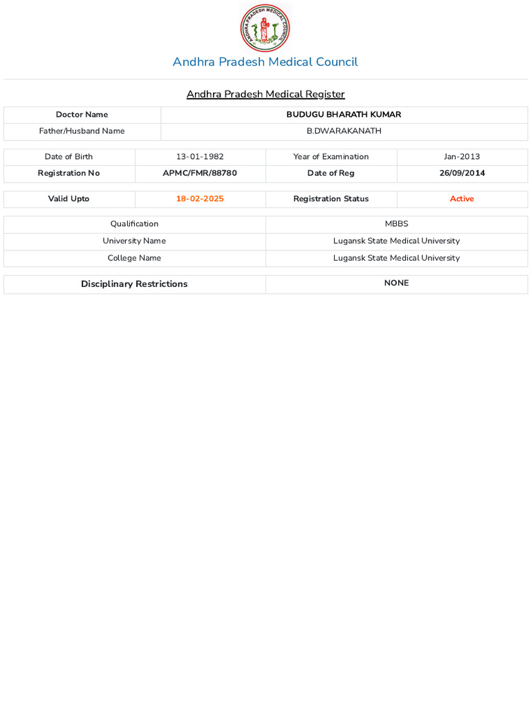 APMC Search Medical Register Chittor | PDF