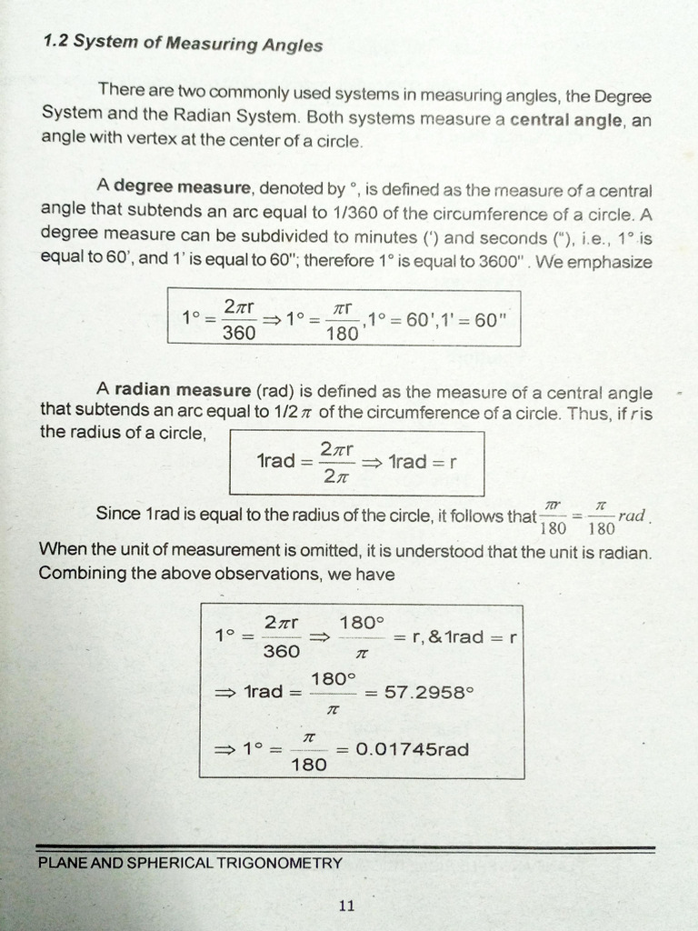 1.1 System of Measuring Angles | PDF