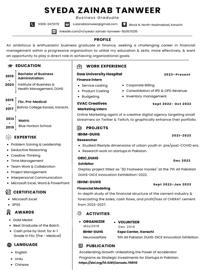 Zainab Resume Final | Download Free PDF | Financial Economics | Business Economics