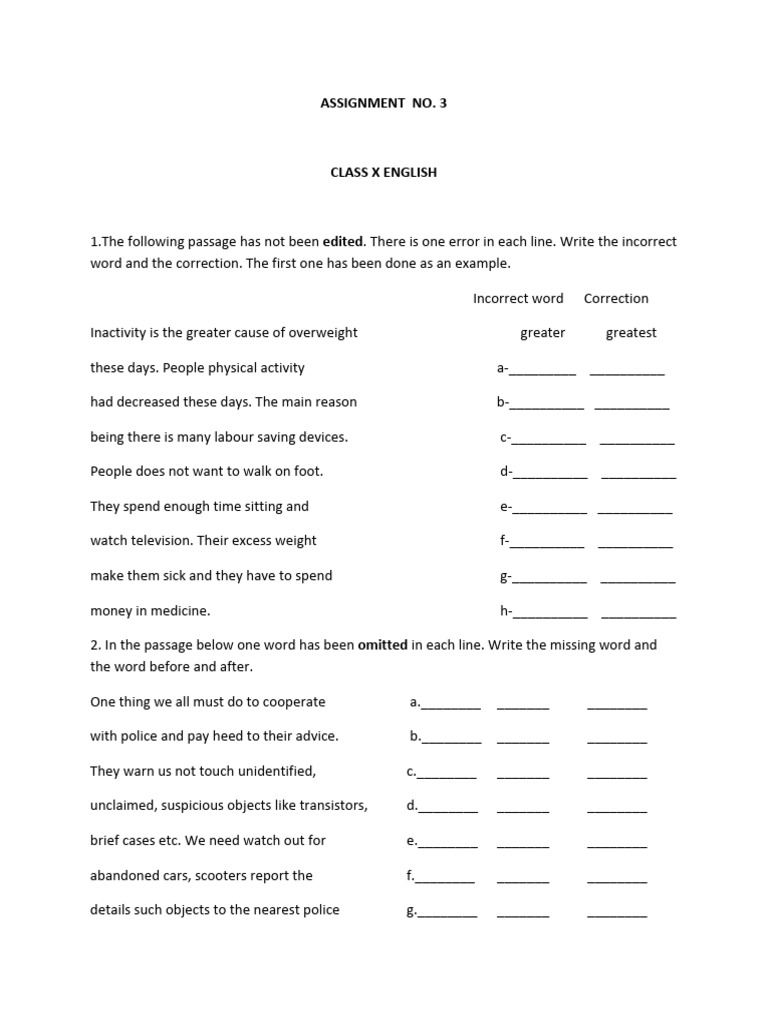 CBSE Class 10 English Worksheet - Revision | PDF | Social Science ...