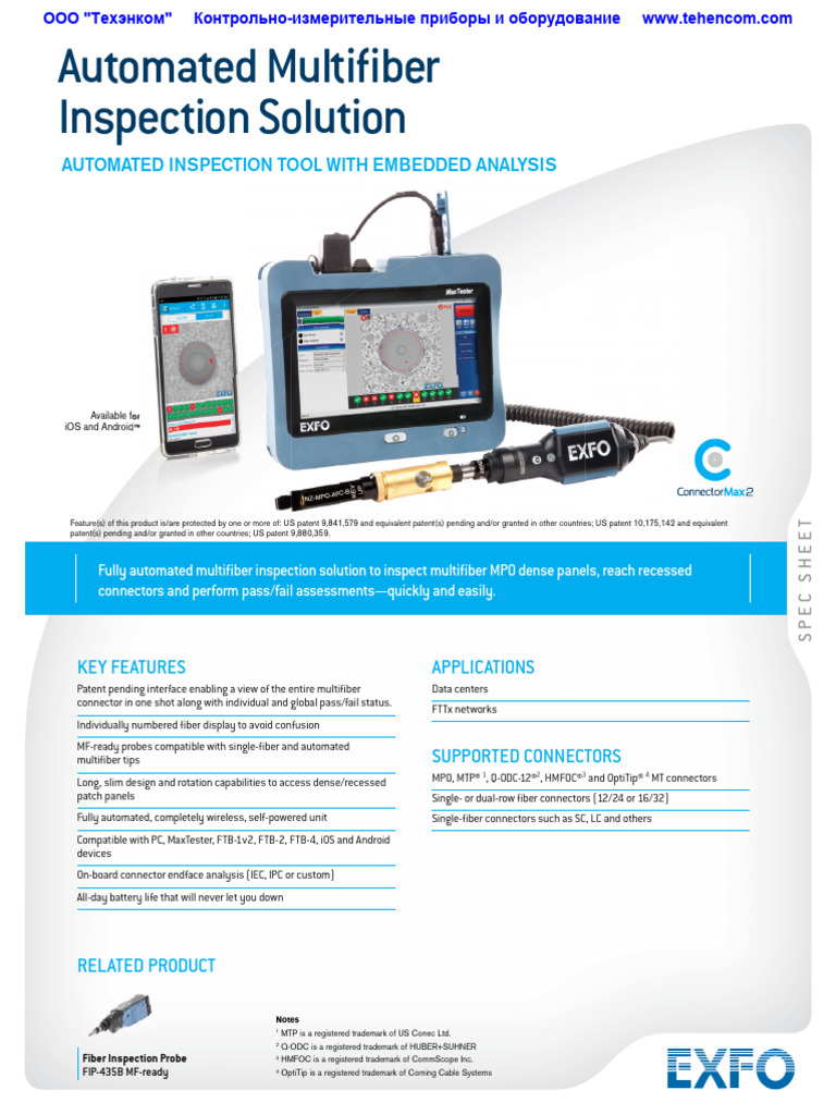 EXFO FIP-400B Multifiber | PDF | Optical Fiber | Android (Operating System)