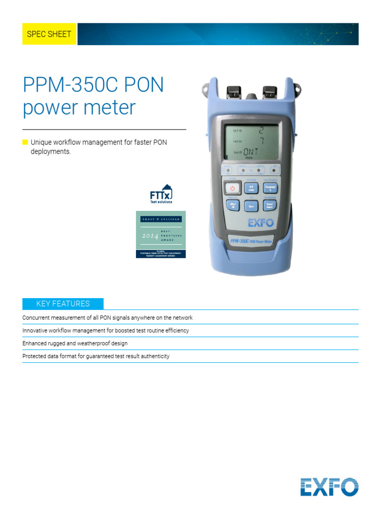 Exfo Spec-Sheet ppm-350c v9 en | PDF | Fiber To The X | Manufactured Goods