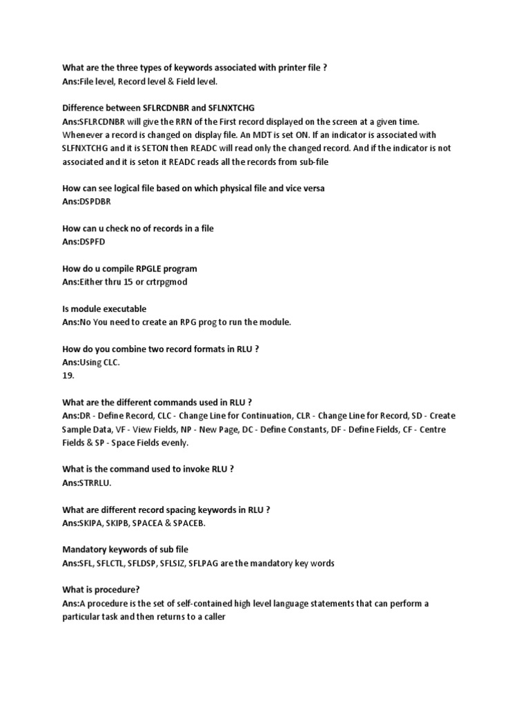 As400 Faqs | PDF | Subroutine | Sql