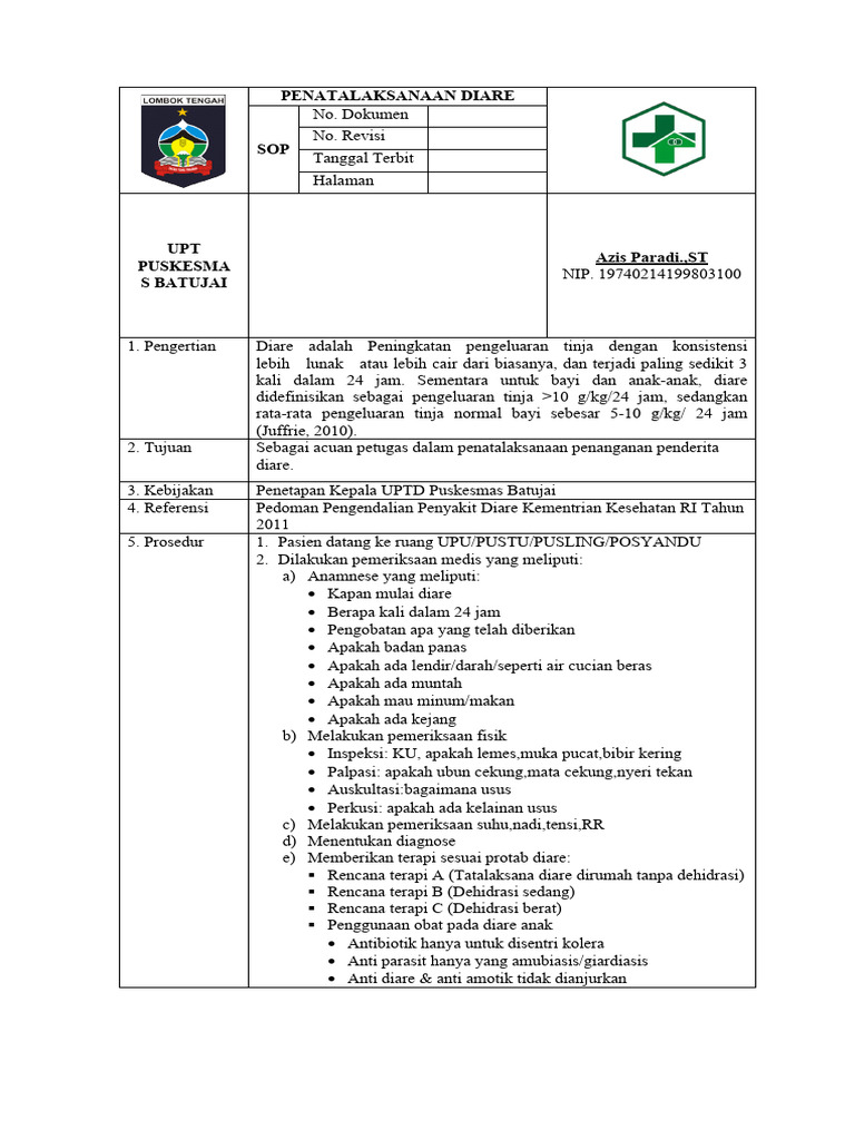 Panduan Penatalaksanaan Diare Puskesmas | PDF